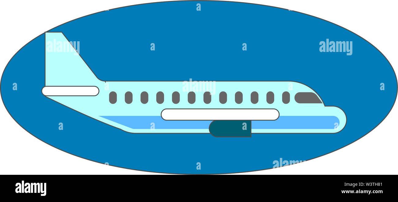 Airplane in blue sphere, illustration, vector on white background Stock ...