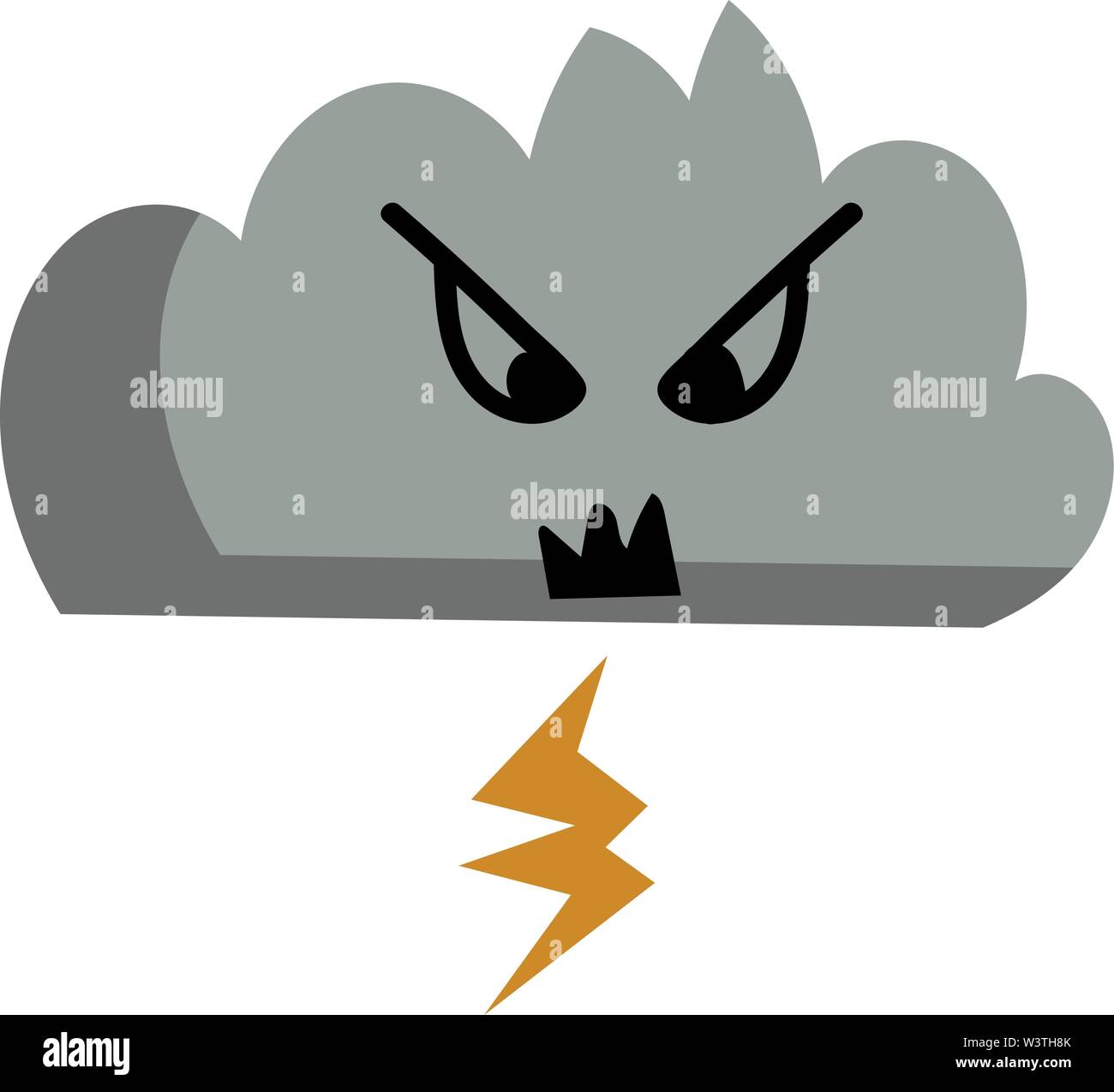 Angry cloud with thunder, illustration, vector on white background ...