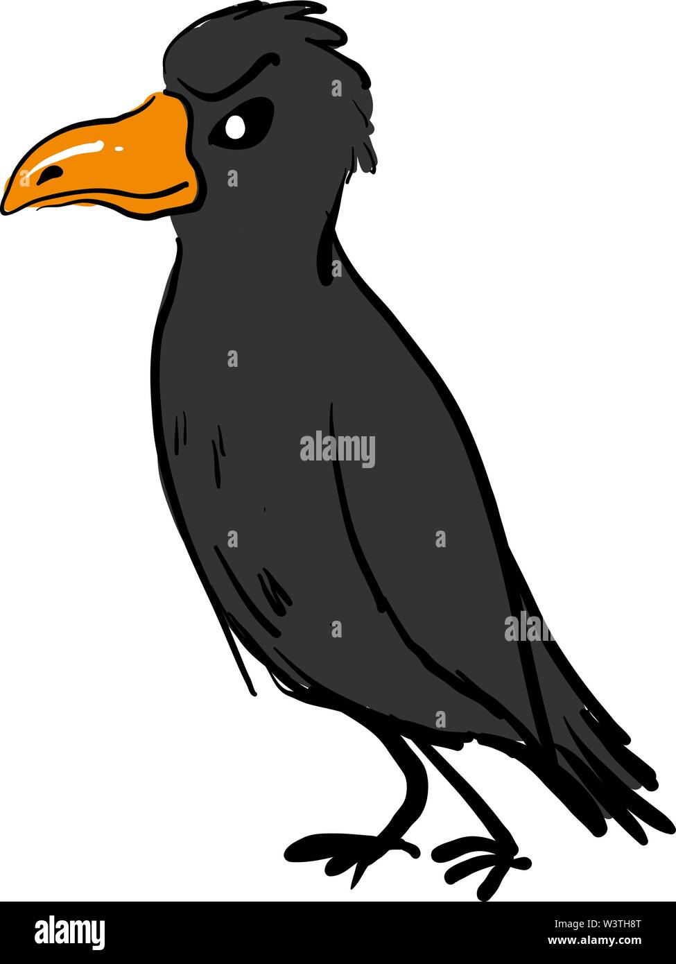 Angry raven, illustration, vector on white background Stock Vector ...