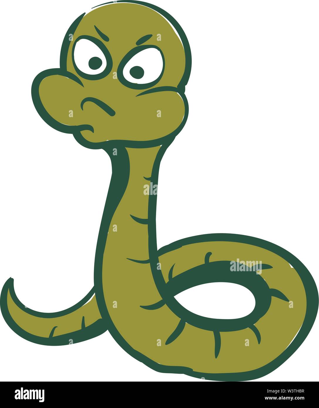 Angry green worm, illustration, vector on white background Stock Vector ...
