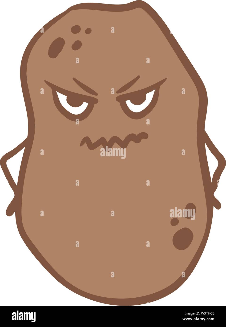 Angry potato with hands, illustration, vector on white background Stock ...