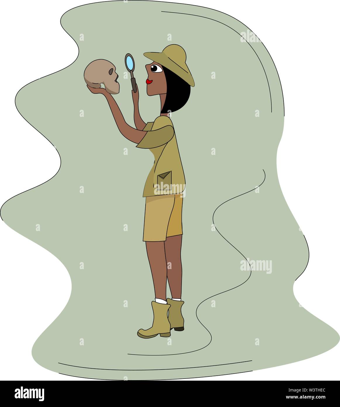 Female archaeologist, illustration, vector on white background Stock ...
