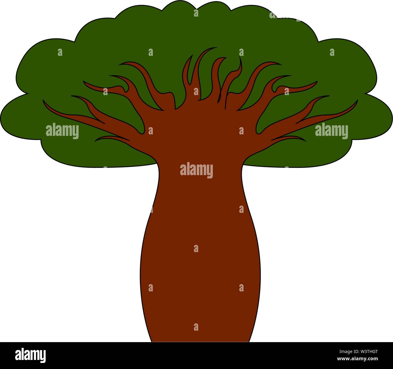 Fat big tree, illustration, vector on white background Stock Vector ...