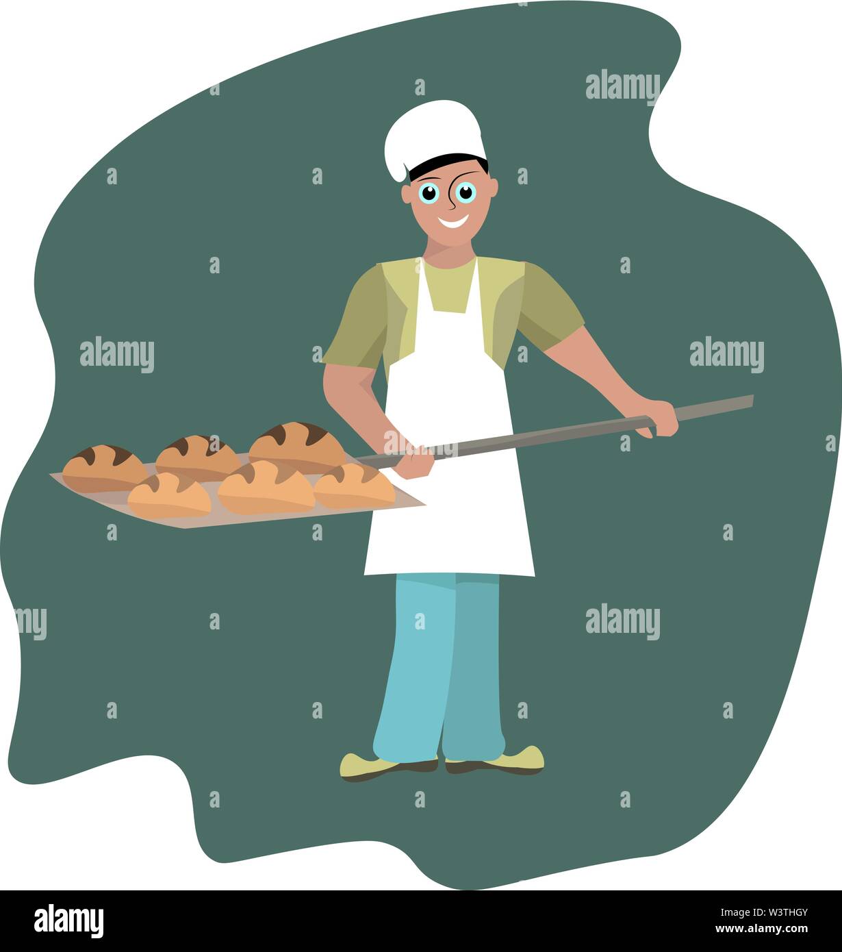 Smiling baker, illustration, vector on white background Stock Vector ...