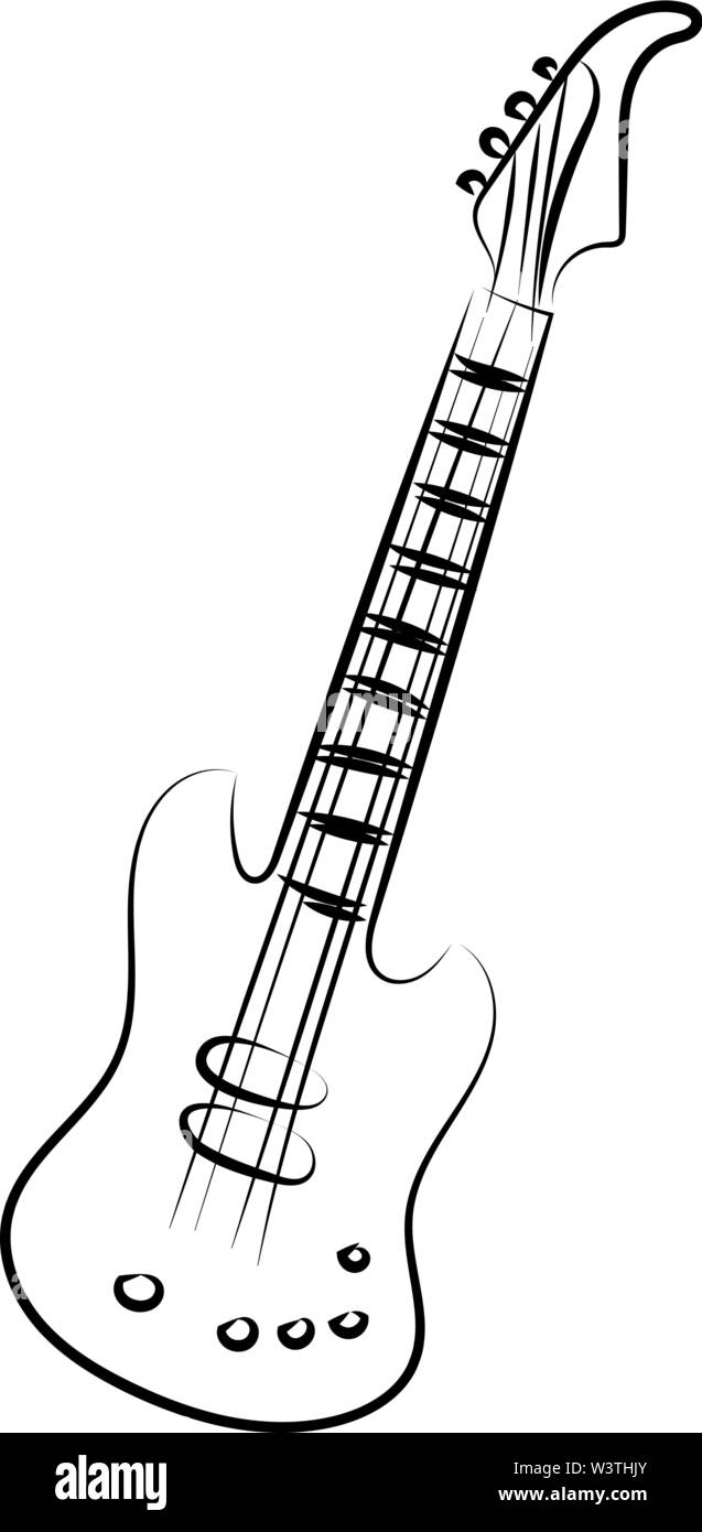 Guitar with strings, illustration, vector on white background Stock ...
