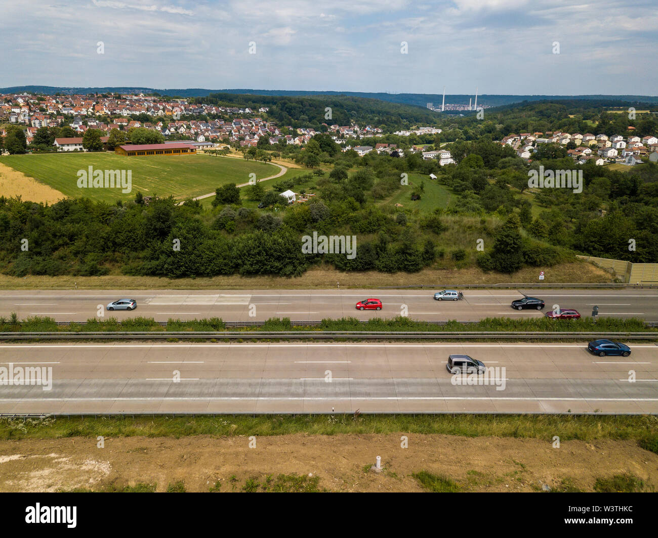 Aerial view of a German Autobahn Stock Photo - Alamy