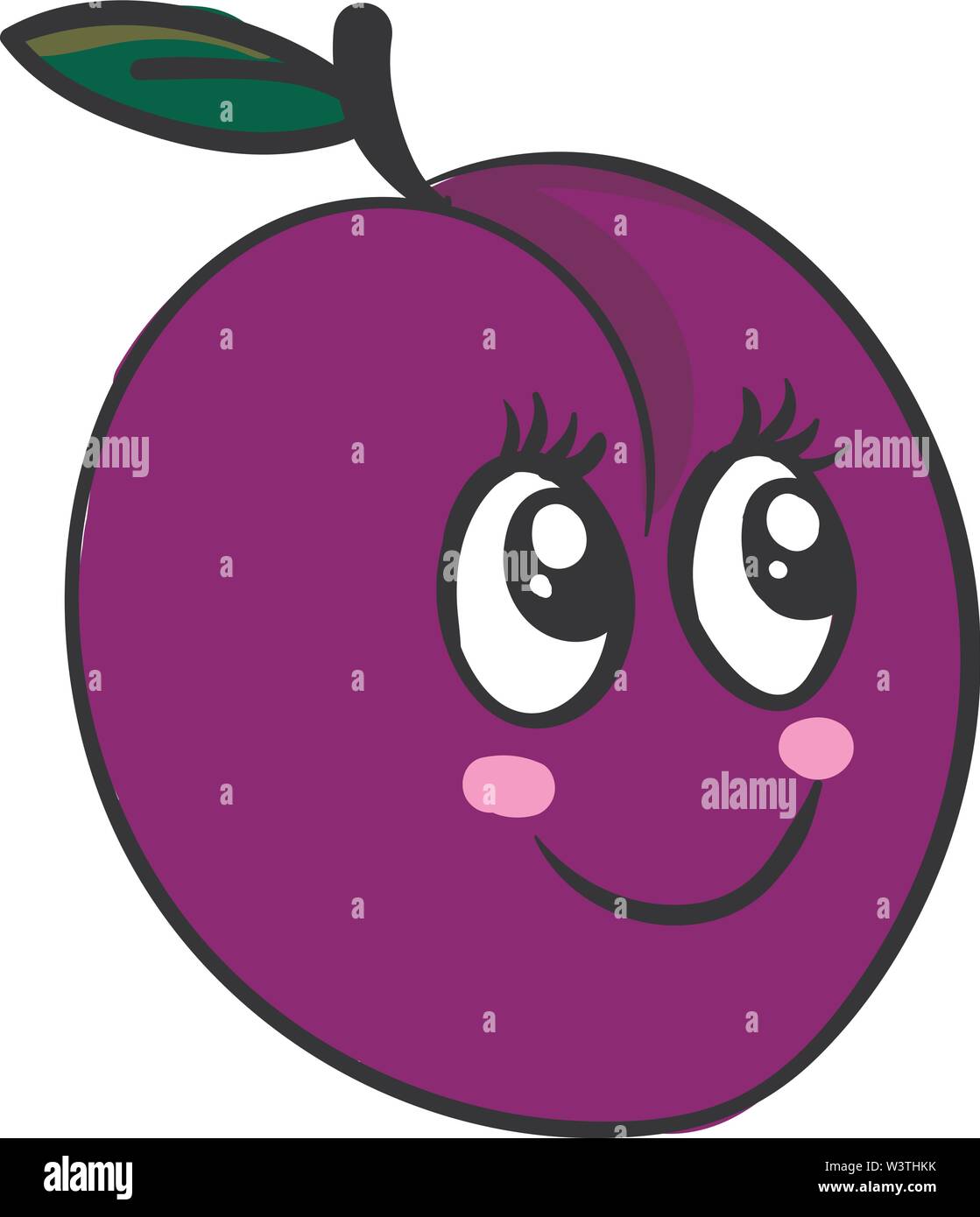 Cute little prune, illustration, vector on white background Stock ...