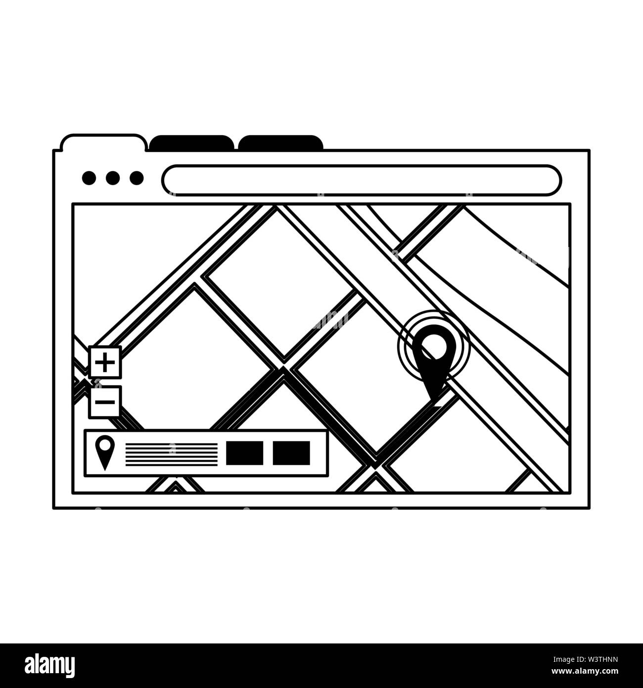computer window technology hardware cartoon in black and white Stock ...