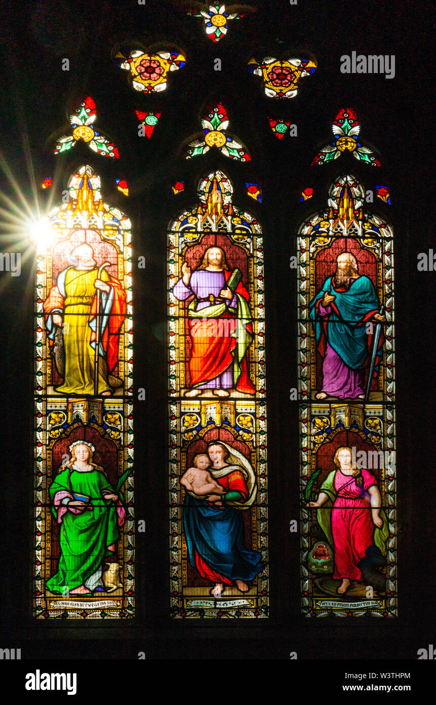 Stained glass window in the parish church of St Mary the Virgin in the ...