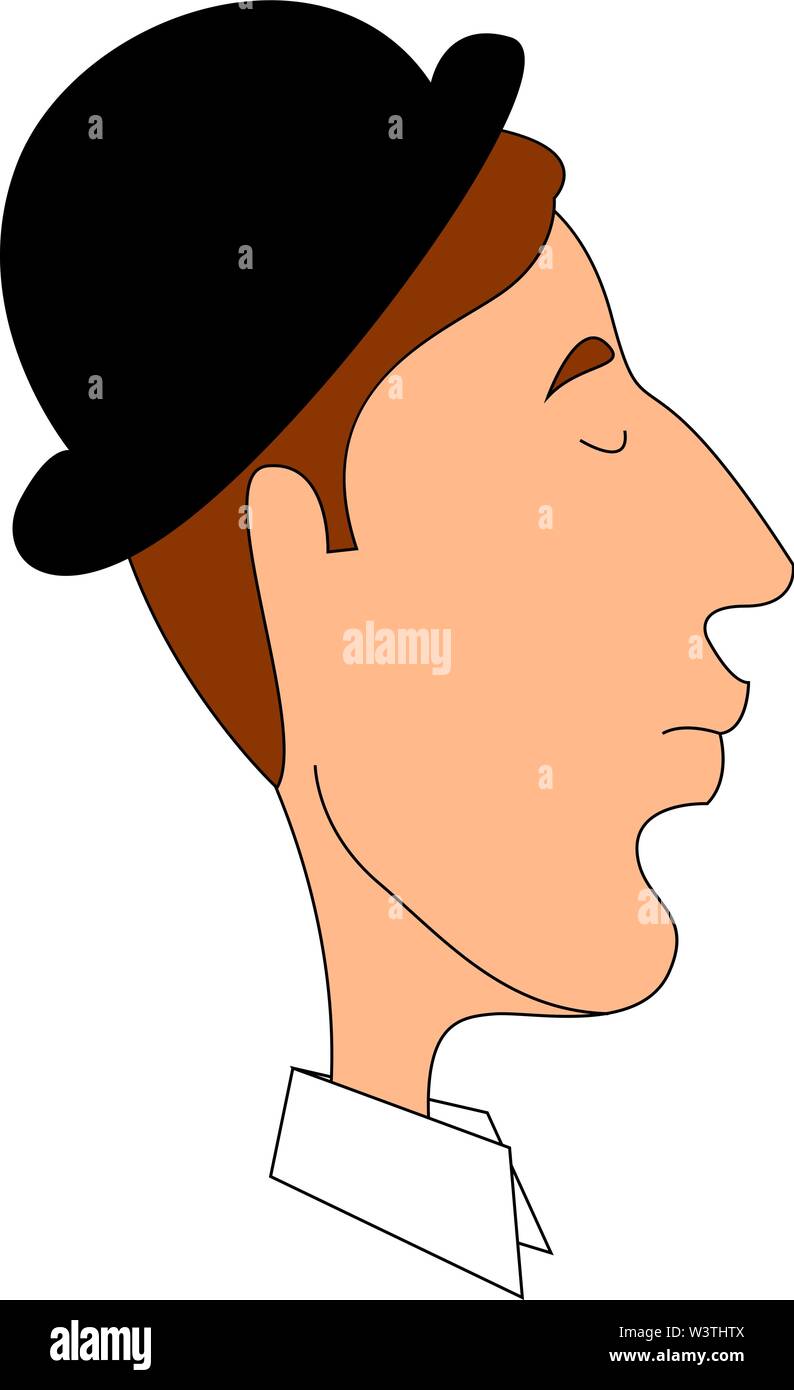 Man with black hat, illustration, vector on white background Stock ...