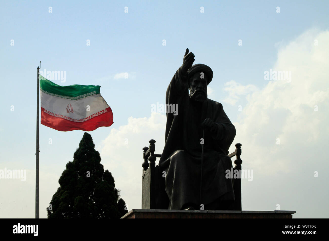 Tehran, Iran - June 10, 2018: A large Iranian flag waving in the wind ...