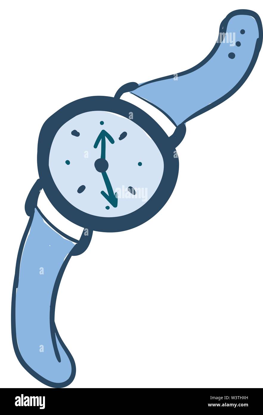 Blue whristwatch, illustration, vector on white background Stock Vector ...