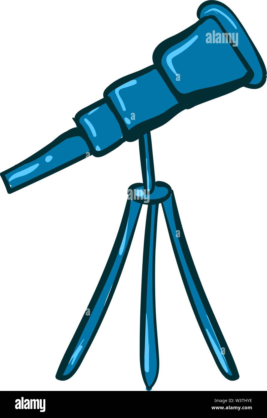 Big blue telescope, illustration, vector on white background Stock ...