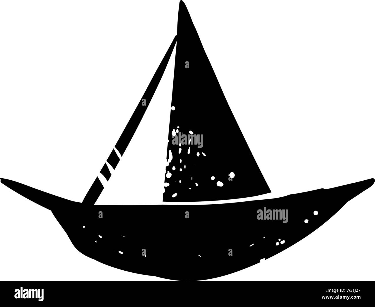 Black boat, illustration, vector on white background Stock Vector Image ...