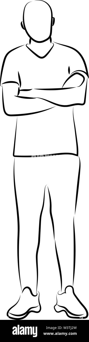 Drawing of man, illustration, vector on white background Stock Vector ...