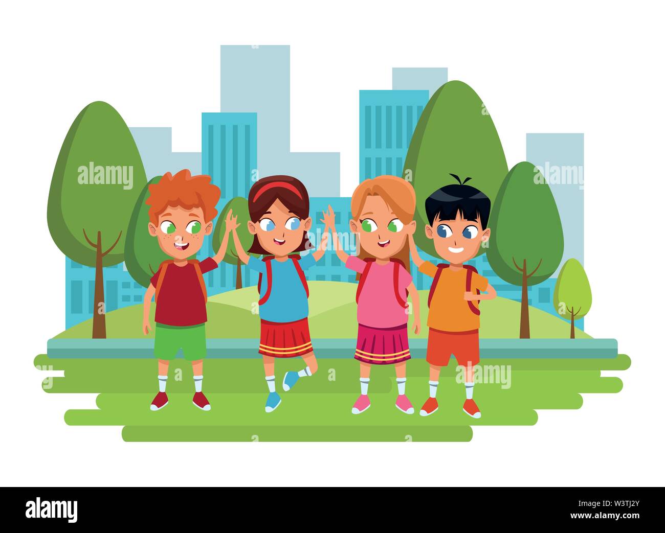 childhood cute school students cartoon Stock Vector Image & Art - Alamy