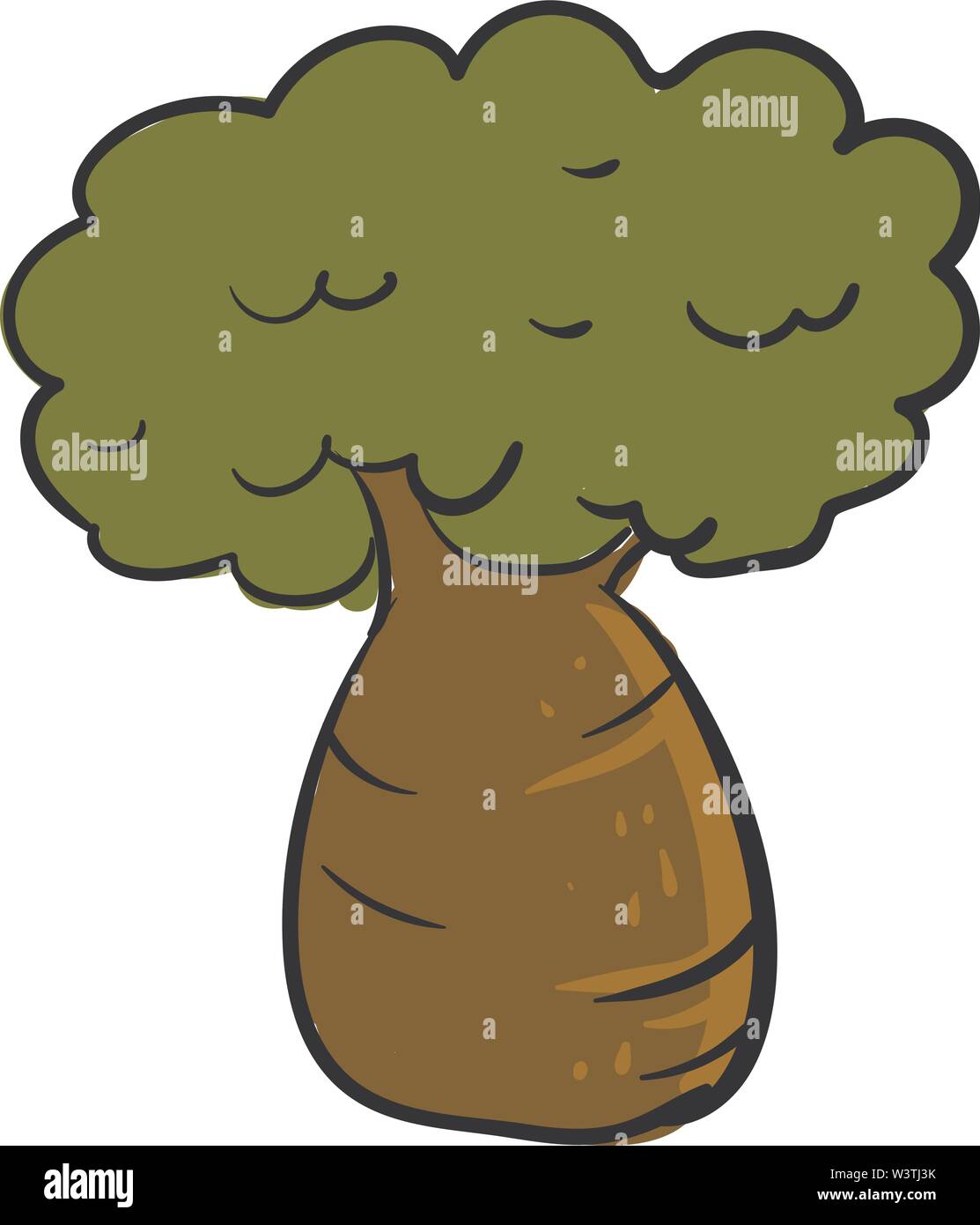 Bottle shaped tree, illustration, vector on white background Stock ...
