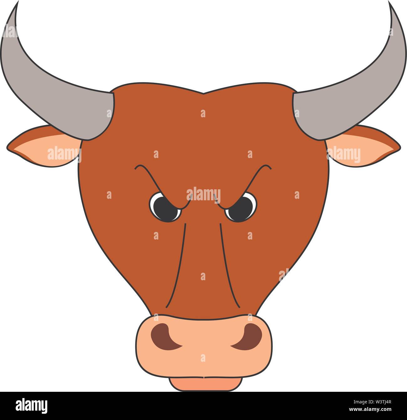 Angry bull, illustration, vector on white background Stock Vector Image ...