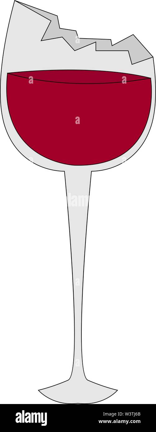 Broken glass of wine. illustration, vector on white background Stock ...