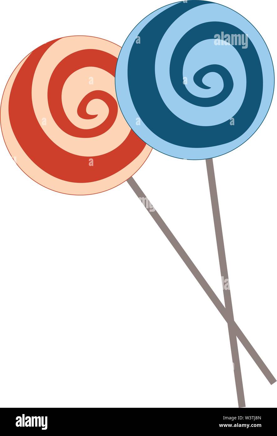 Red and blue lollipops, illustration, vector on white background Stock ...