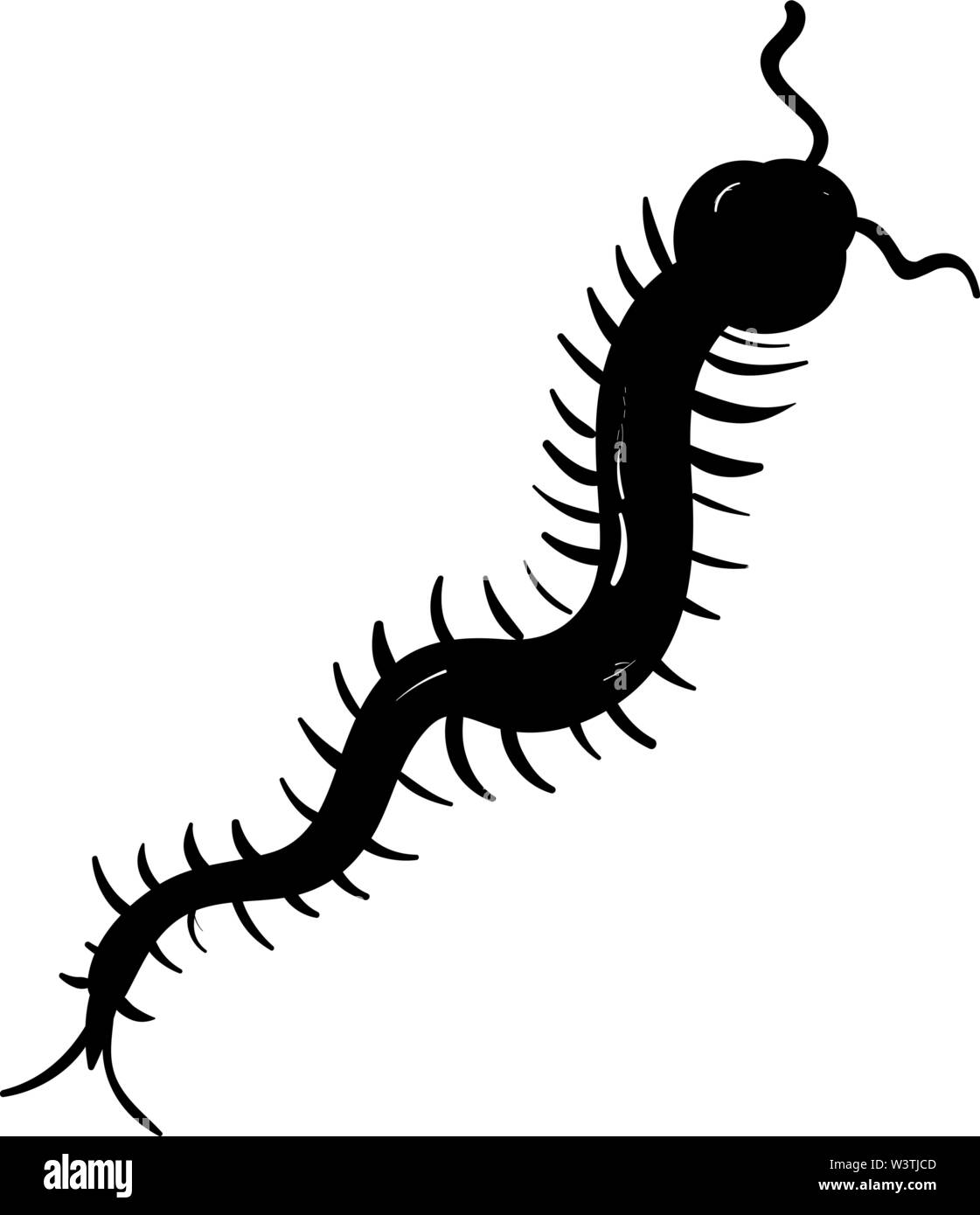 Black centipede, illustration, vector on white background Stock Vector ...