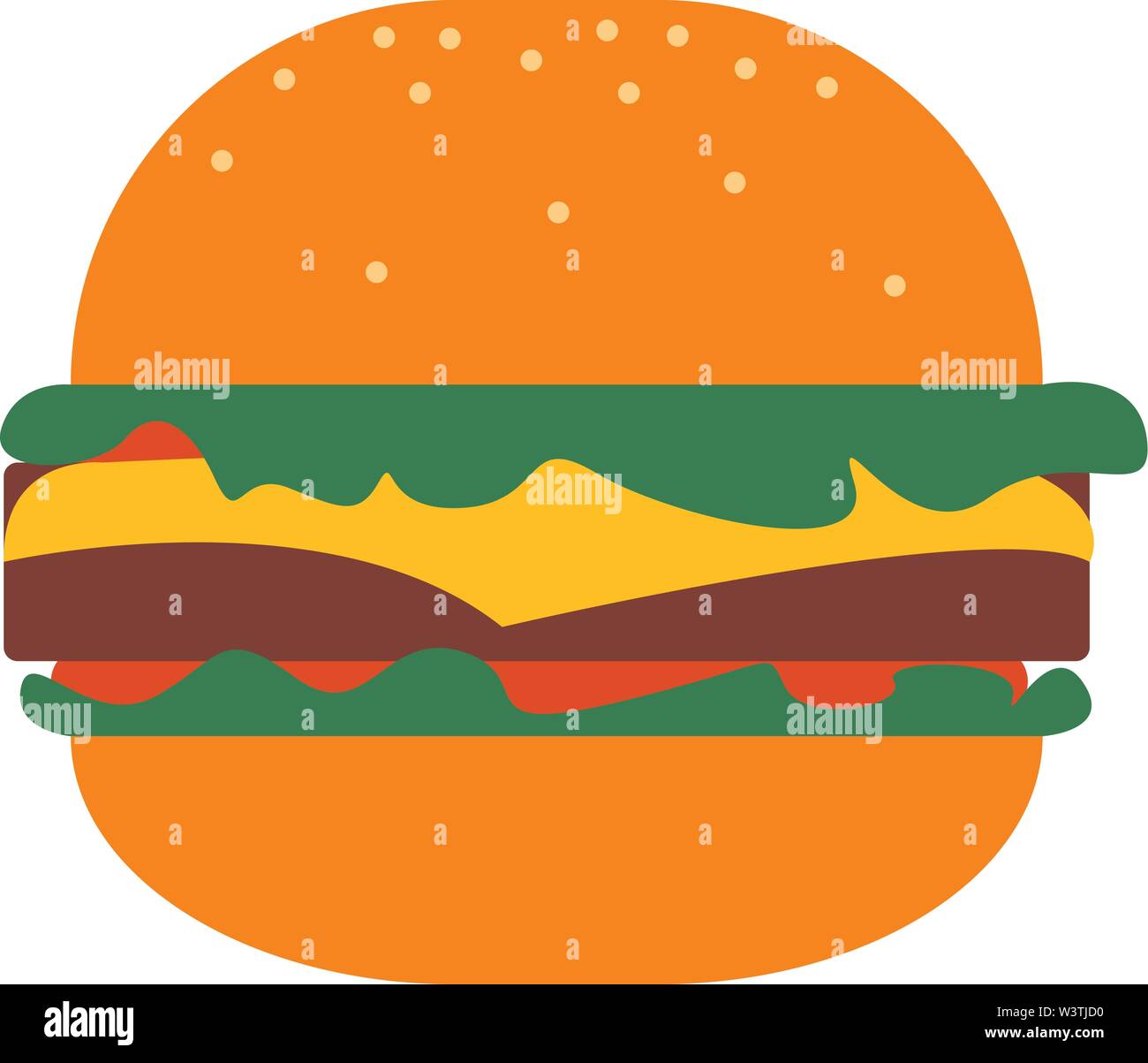 Delicious cheeseburger, illustration, vector on white background Stock ...