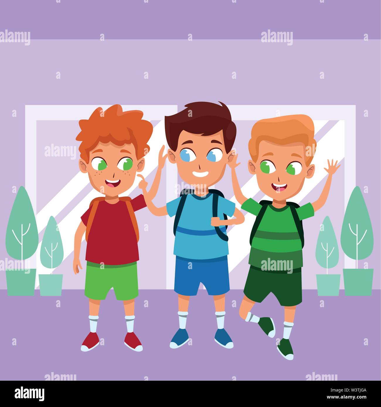 childhood adorable school students cartoon Stock Vector Image & Art - Alamy