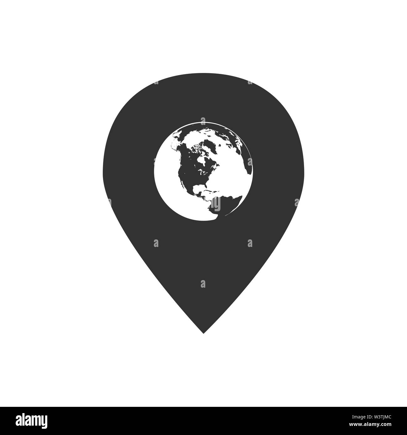 Globe inside Pin vector icon, Global Map Pointer. Vector illustration isolated on white Stock ...