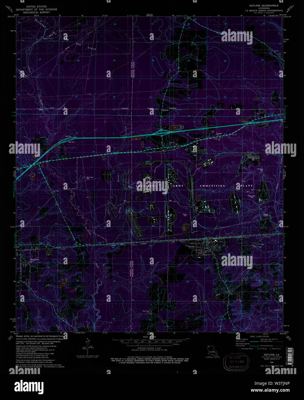 USGS TOPO Map Louisiana LA Doyline 331872 1981 24000 Inverted ...