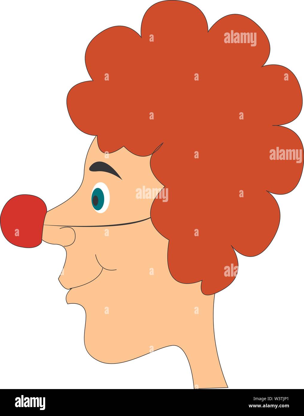 Clown with red hair, illustration, vector on white background Stock ...