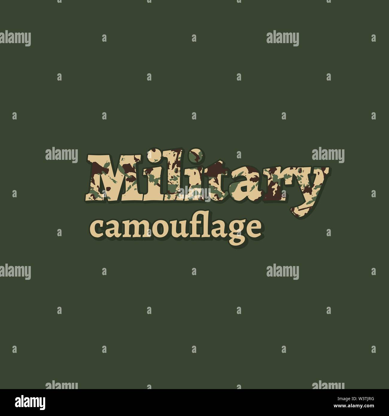 The word Military with camouflage fill on the khaki green background ...