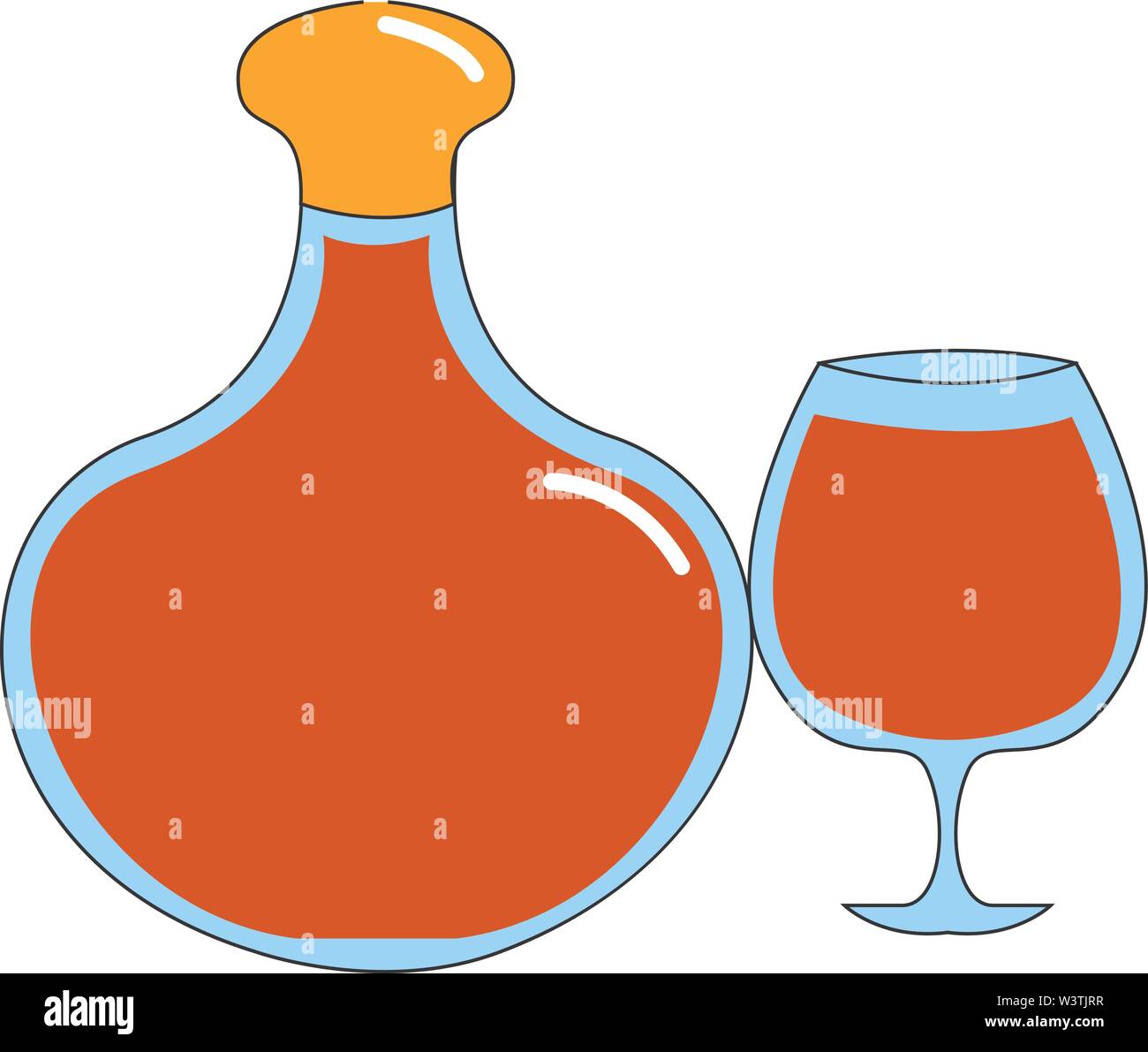 Cognac glass and bottle, illustration, vector on white background Stock Vector Image & Art - Alamy