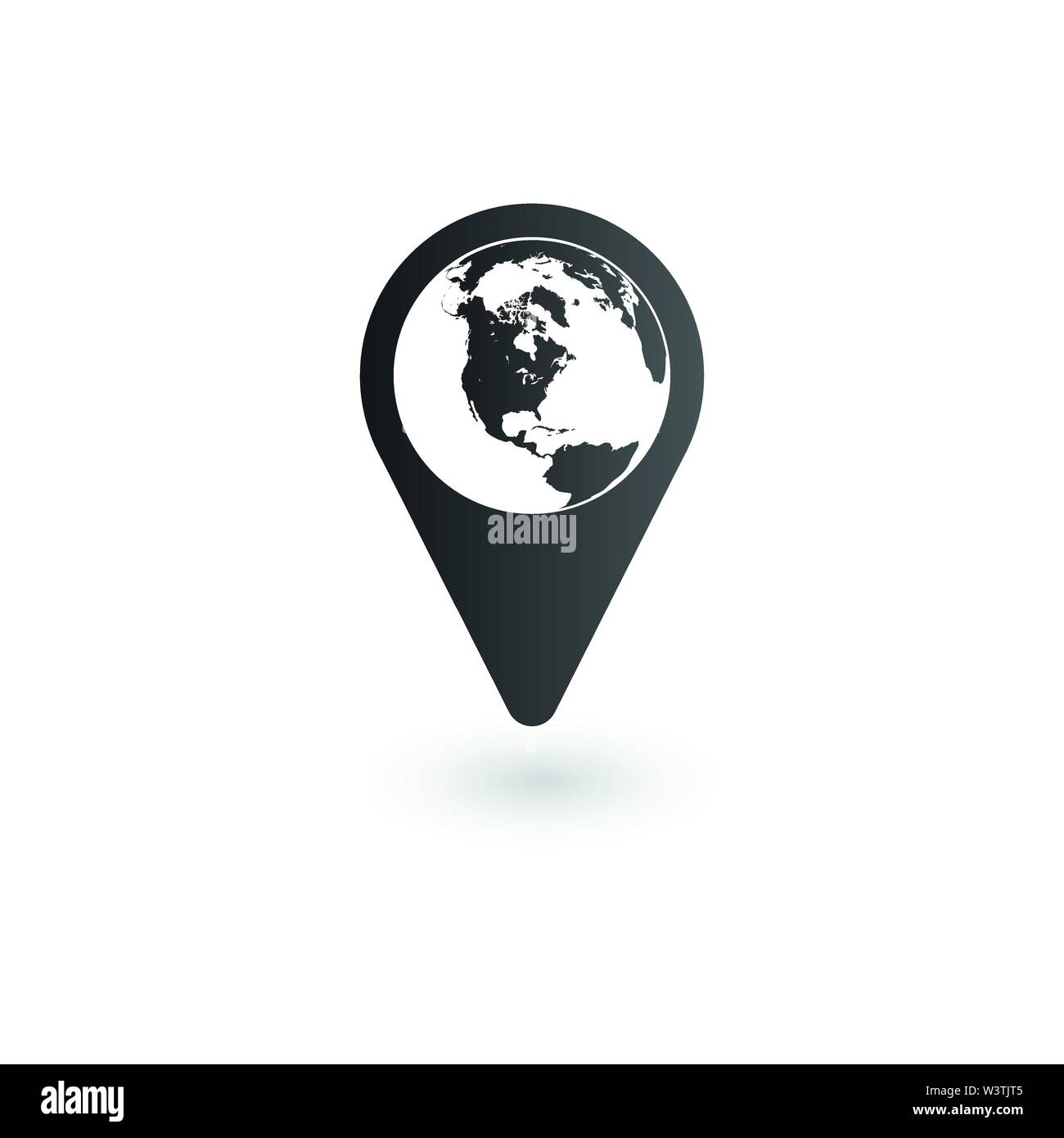 Globe inside Pin vector icon, Global Map Pointer. Vector illustration ...