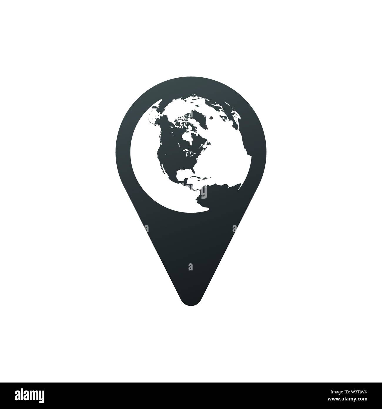 Globe inside Pin vector icon, Global Map Pointer. Vector illustration ...