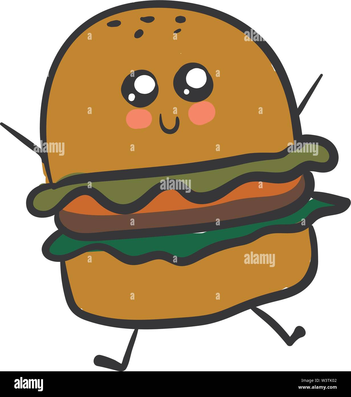 Cute little hamburger, illustration, vector on white background Stock ...