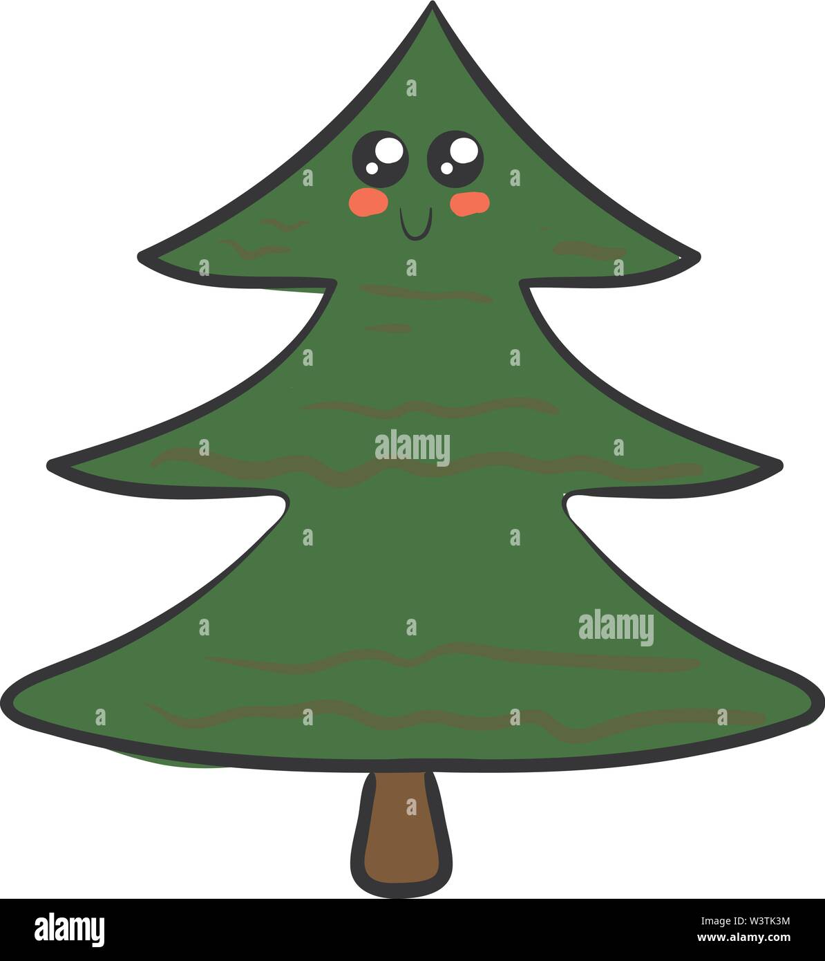 Cute christmas tree, illustration, vector on white background Stock ...