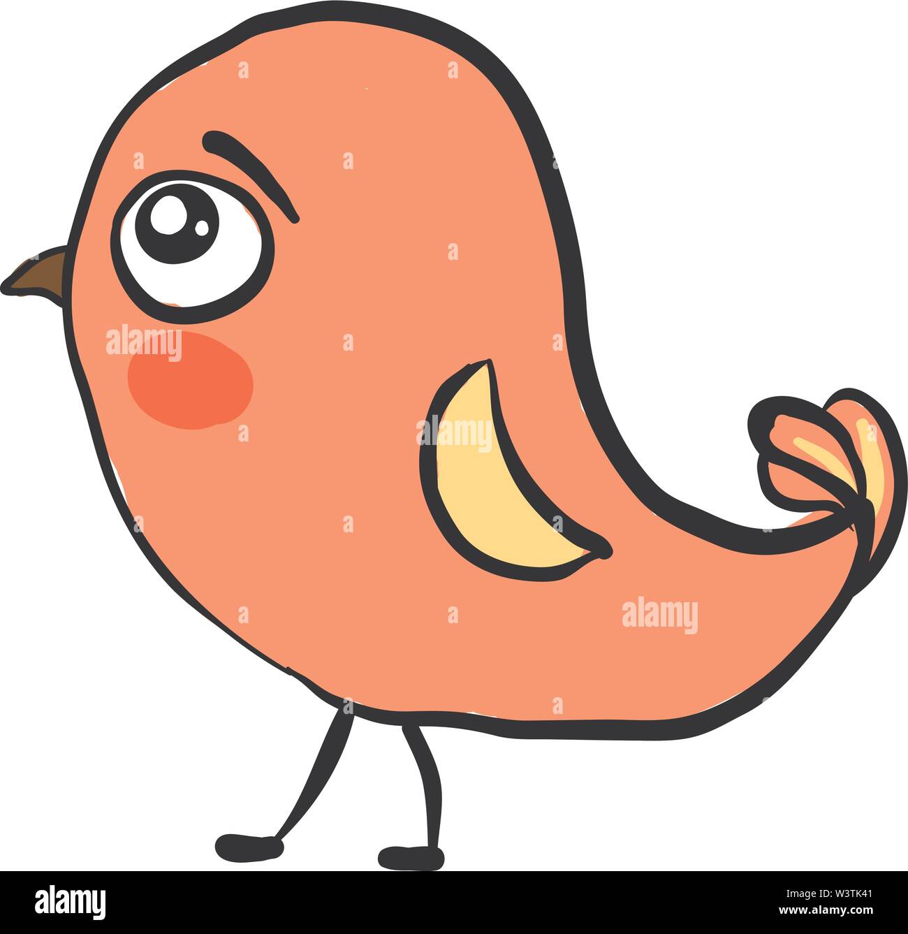 Sad pink bird, illustration, vector on white background Stock Vector ...