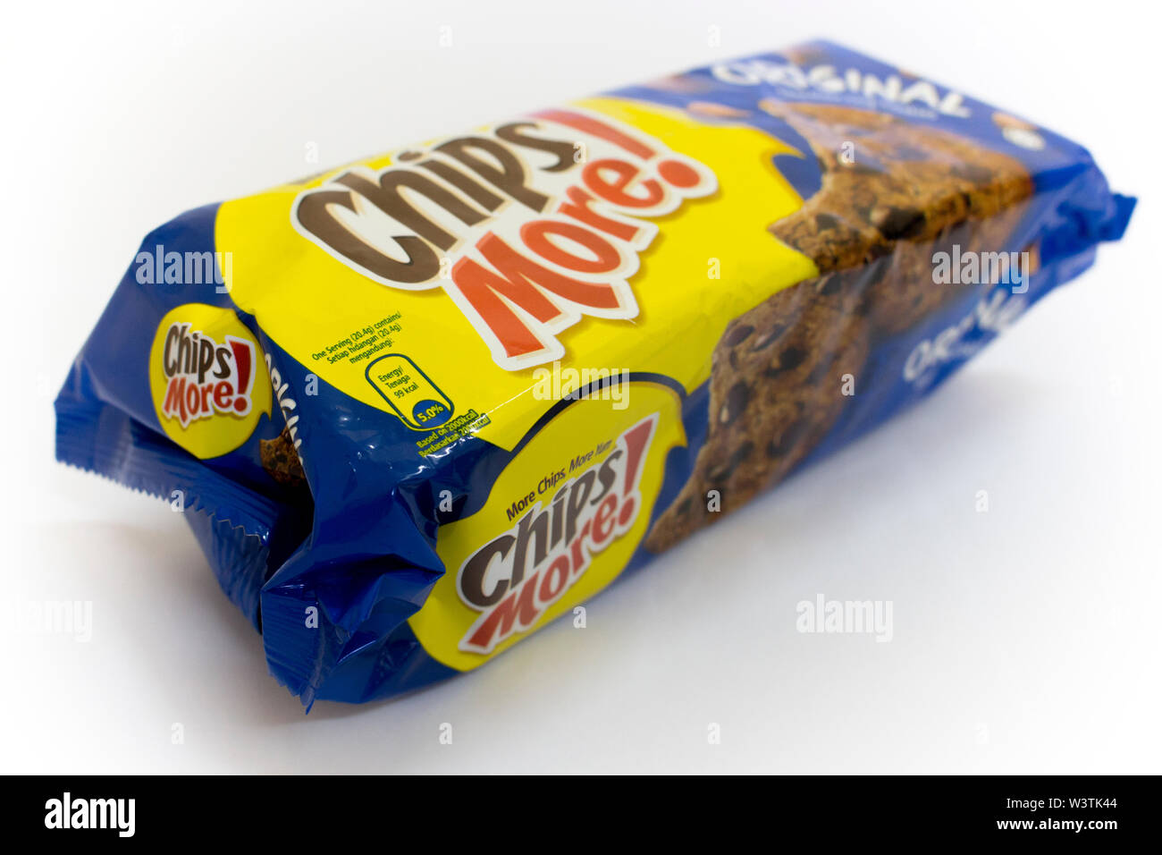 An isolated packet of original blue flavour of Chips more, a chocolate ...