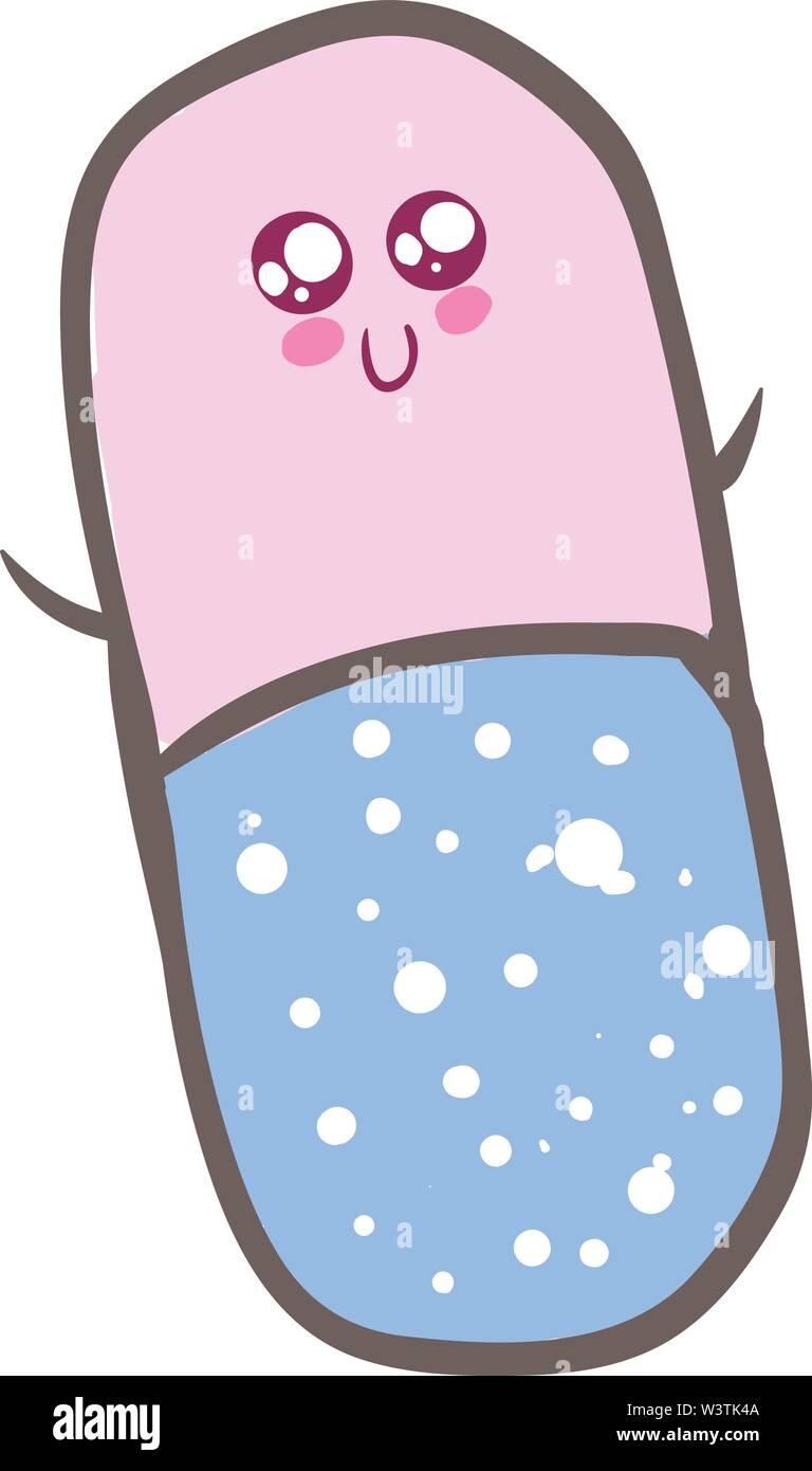 Cute little capsule with eyes, illustration, vector on white background ...