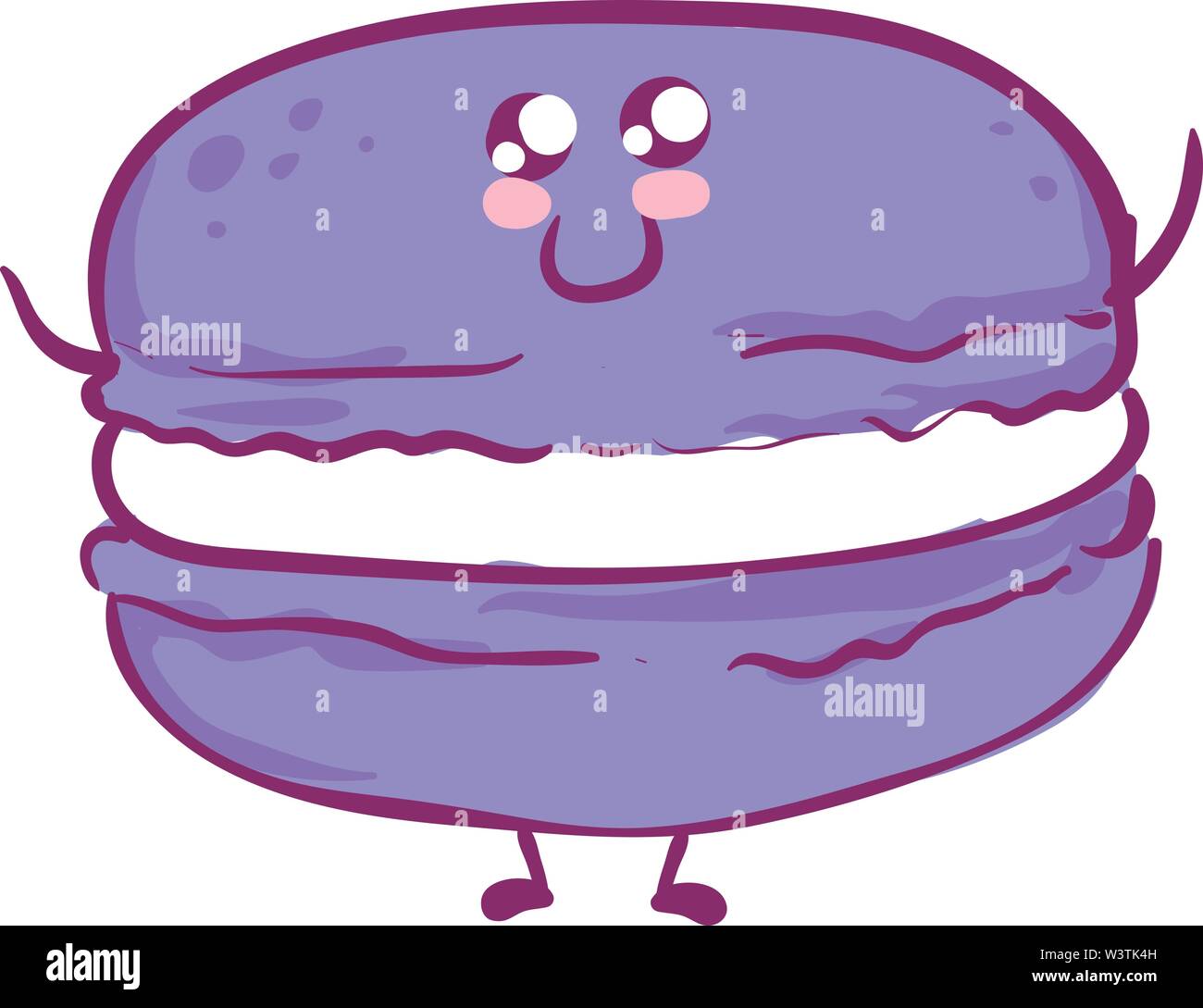Pretty purple macaron, illustration, vector on white background Stock ...