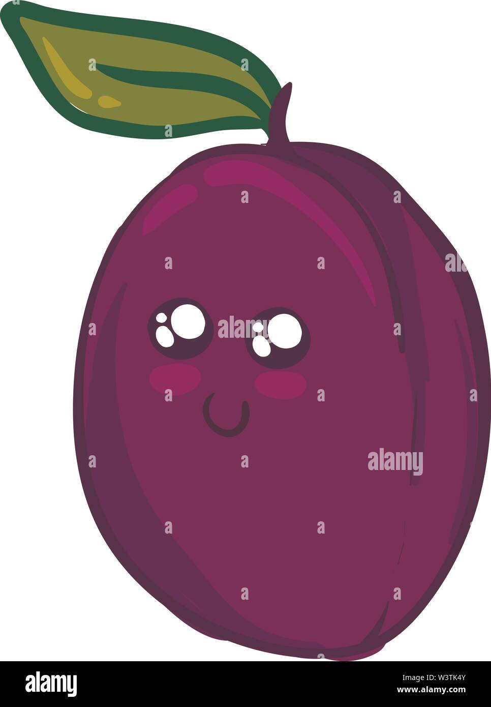 Cute purple prune, illustration, vector on white background Stock ...
