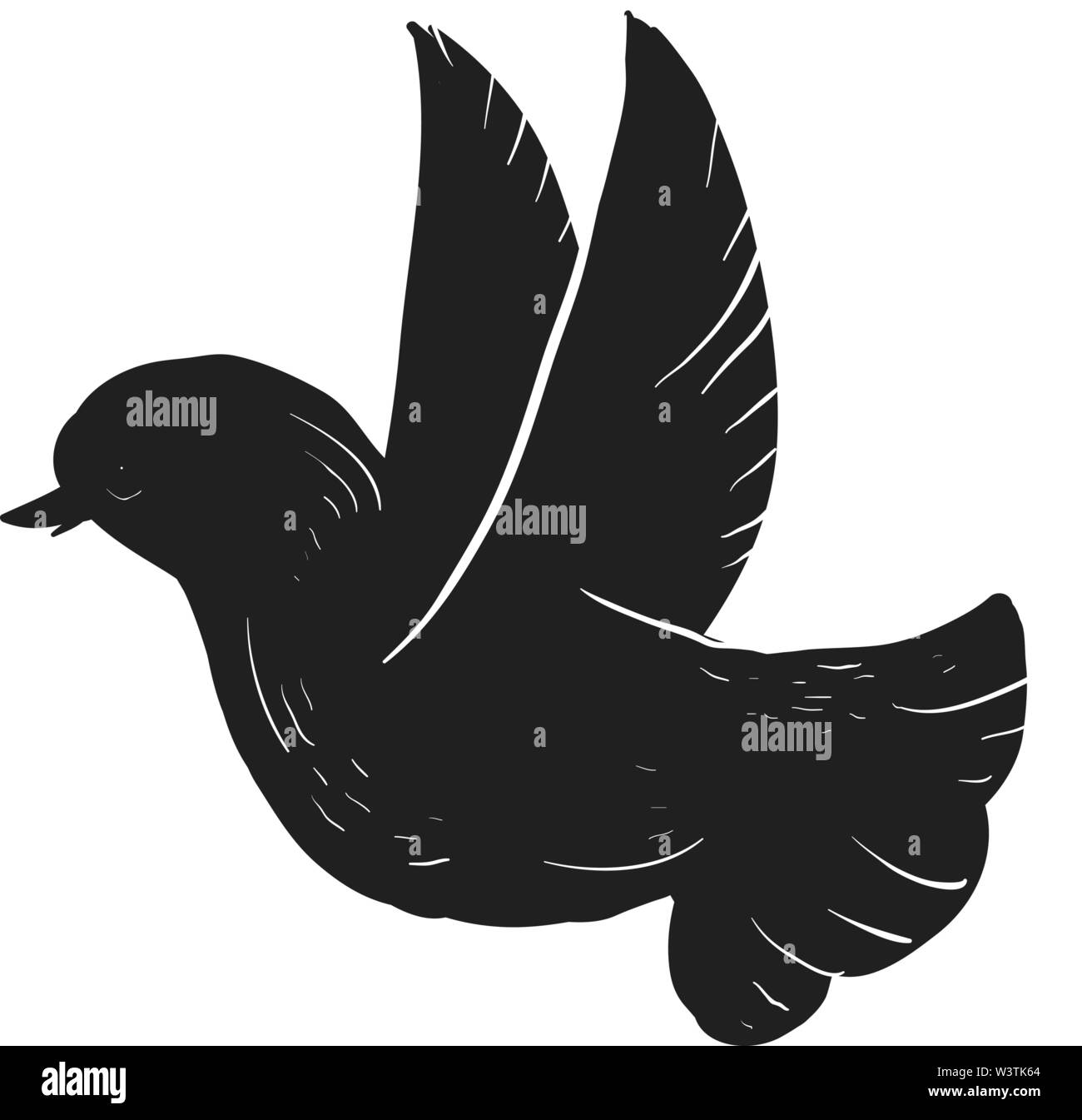 Black dove, illustration, vector on white background Stock Vector Image ...