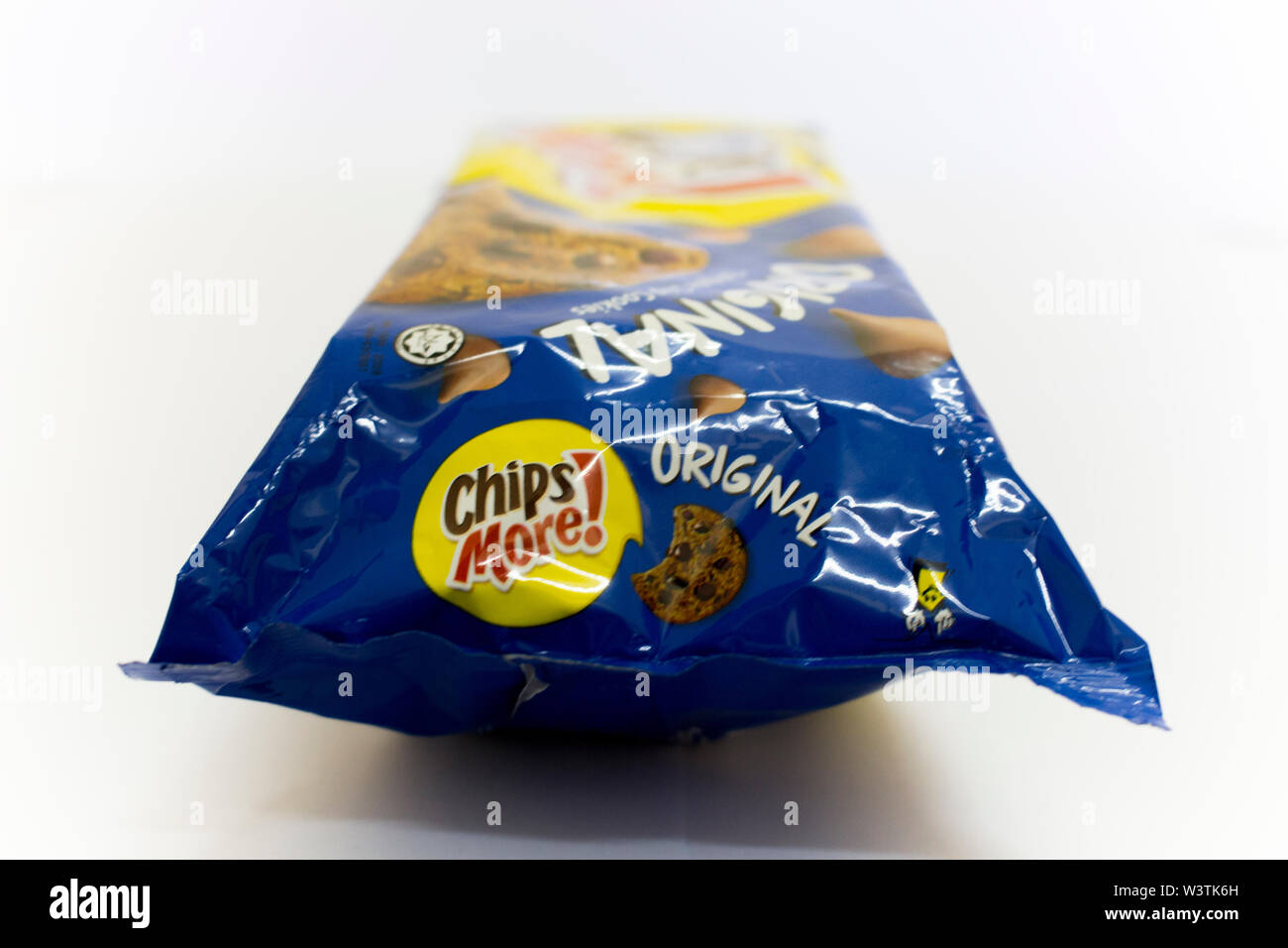An isolated packet of original blue flavour of Chips more, a chocolate ...