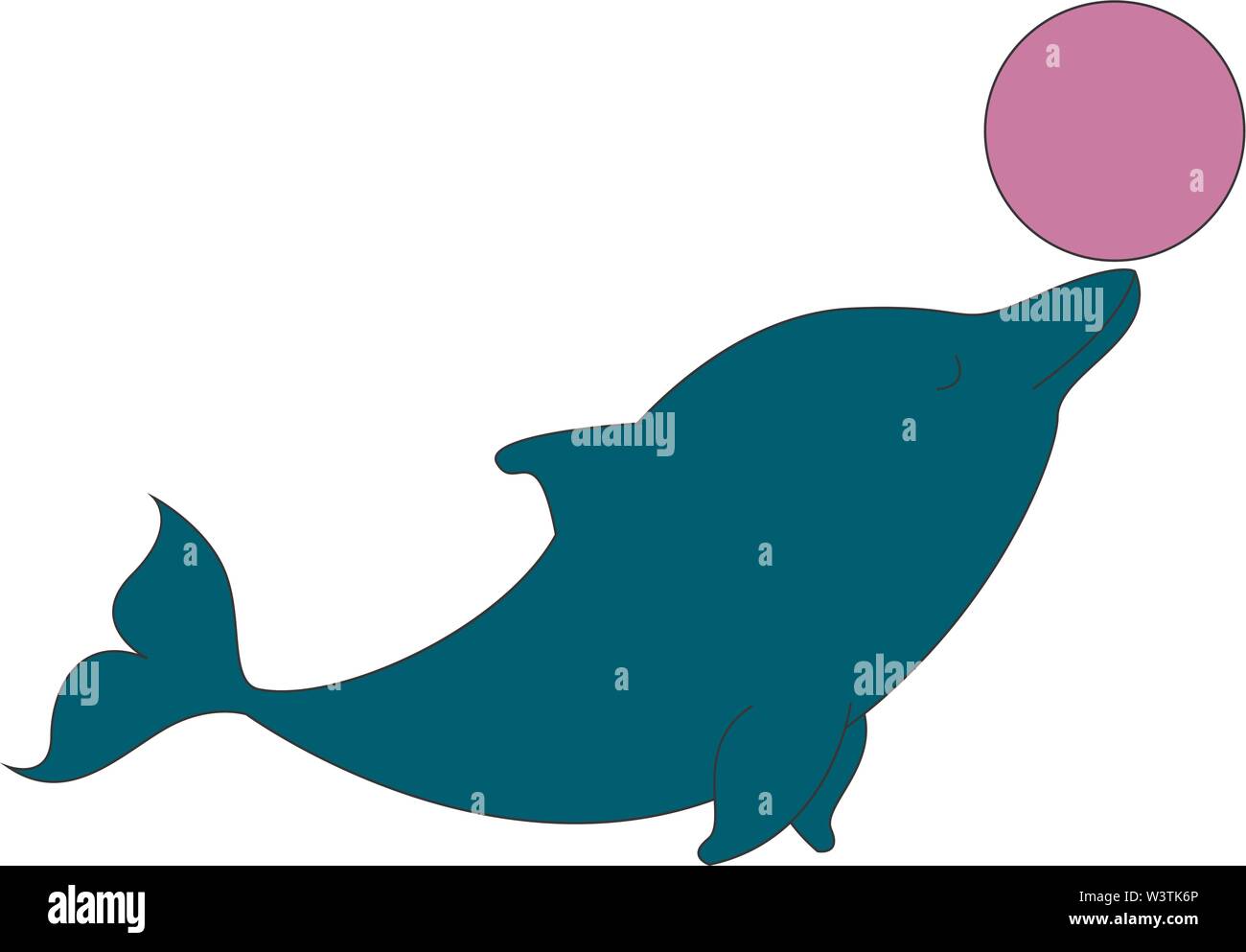 Cute dolphin with ball, illustration, vector on white background Stock ...
