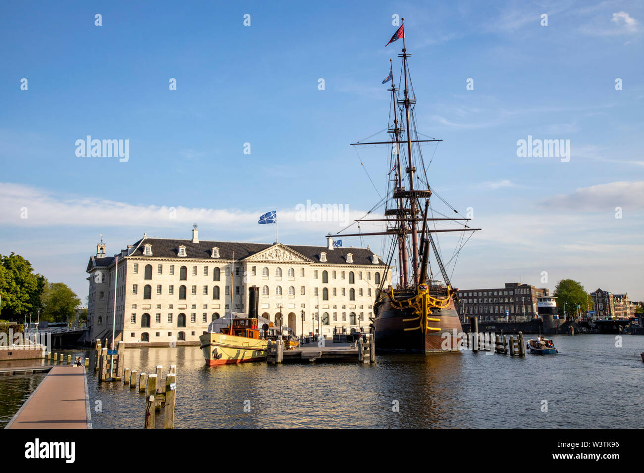 Amsterdam, Netherlands, maritime museum, old sailing ship, VOC-Ship De ...