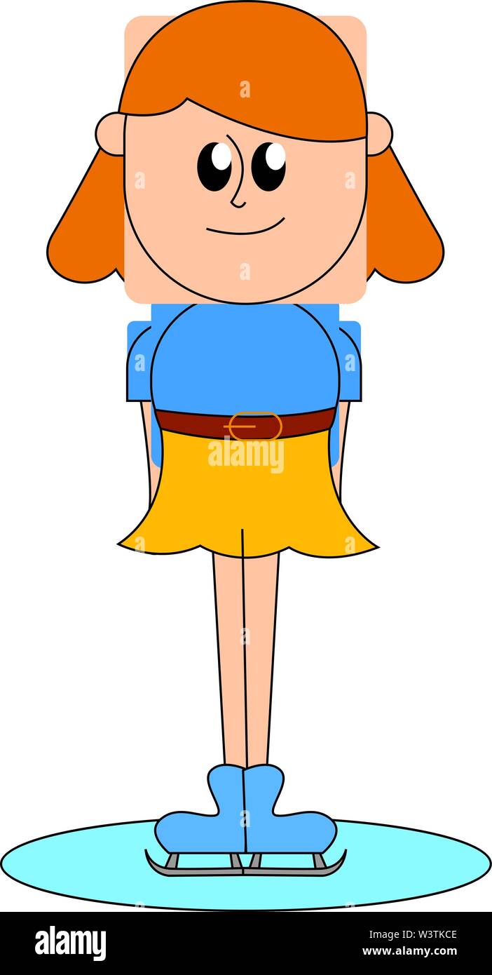Girl on ice, illustration, vector on white background Stock Vector ...