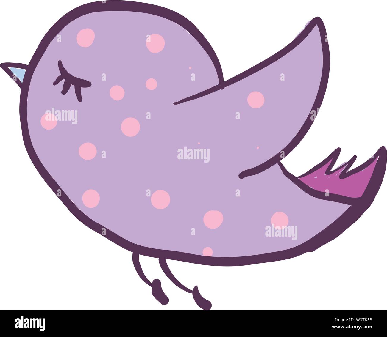 Cute purple bird flying, illustration, vector on white background Stock ...