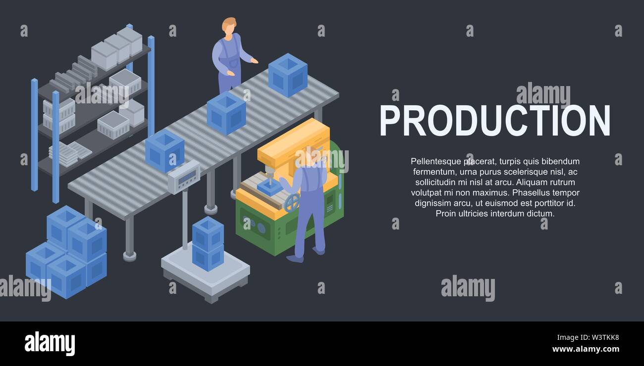 Box line production concept banner, isometric style Stock Vector Image ...