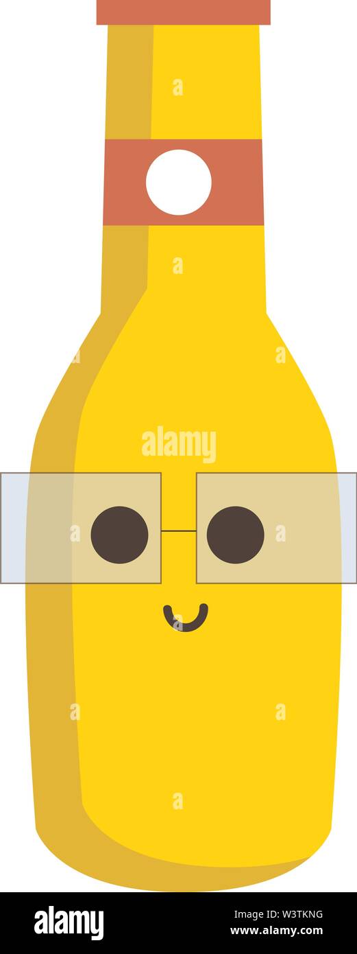 Geek bottle with red cap, illustration, vector on white background ...