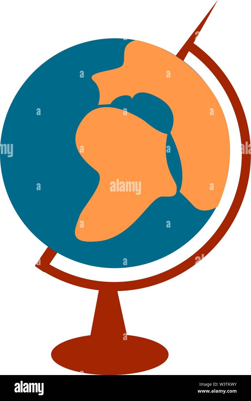 Globe on a red stand, illustration, vector on white background Stock ...